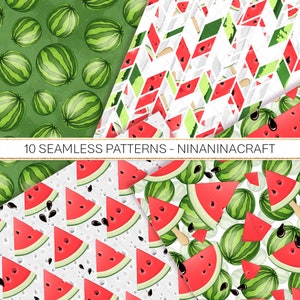 Red - Green Cute Watermelon Clip Art, Watermelon Digital Papers, Summer ...