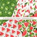 Red - Green Cute Watermelon Clip Art, Watermelon Digital Papers, Summer ...