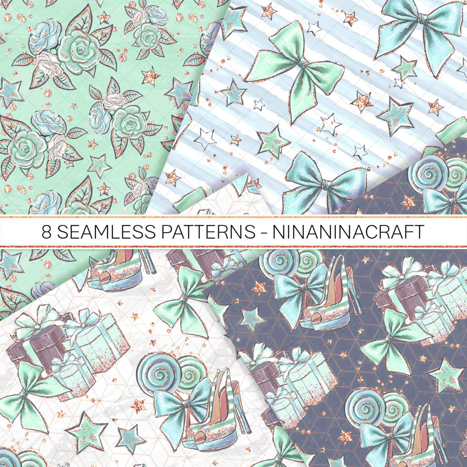 Cute Mint Green Clip Art, Pretty Glitter Planner Stickers, Girly ...