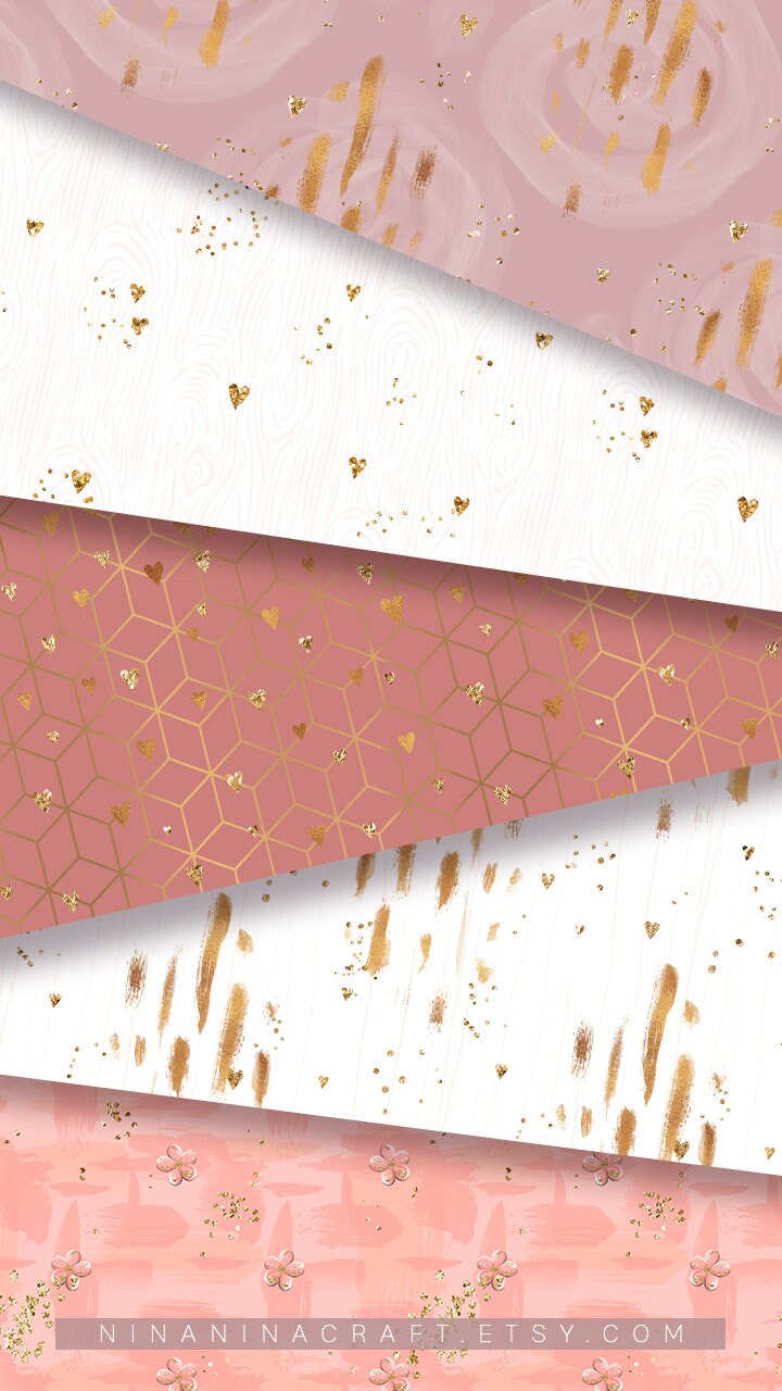 16 Vintage Rose Basics Digital Papers Hand Drawn Gold | Etsy