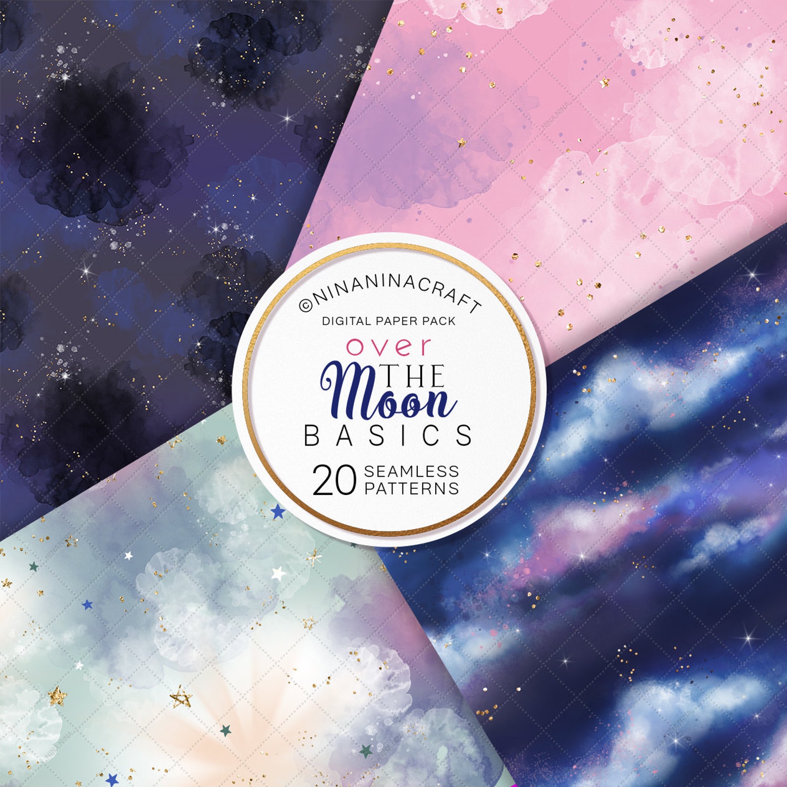 Hey Diddle Diddle Basics Seamless Patterns by Ninaninacraft, Nursery ...