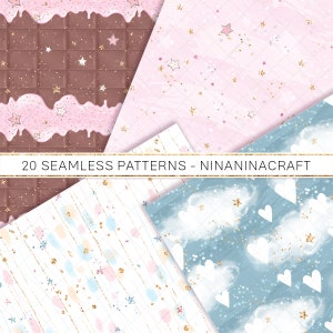 Land of Candy Basics Digital Papers, Chocolate Seamless Pattern, Pastel ...