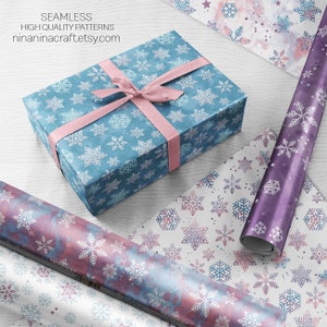 Watercolor Snowflakes Digital Papers, Blush and Blue Seamless Patterns ...