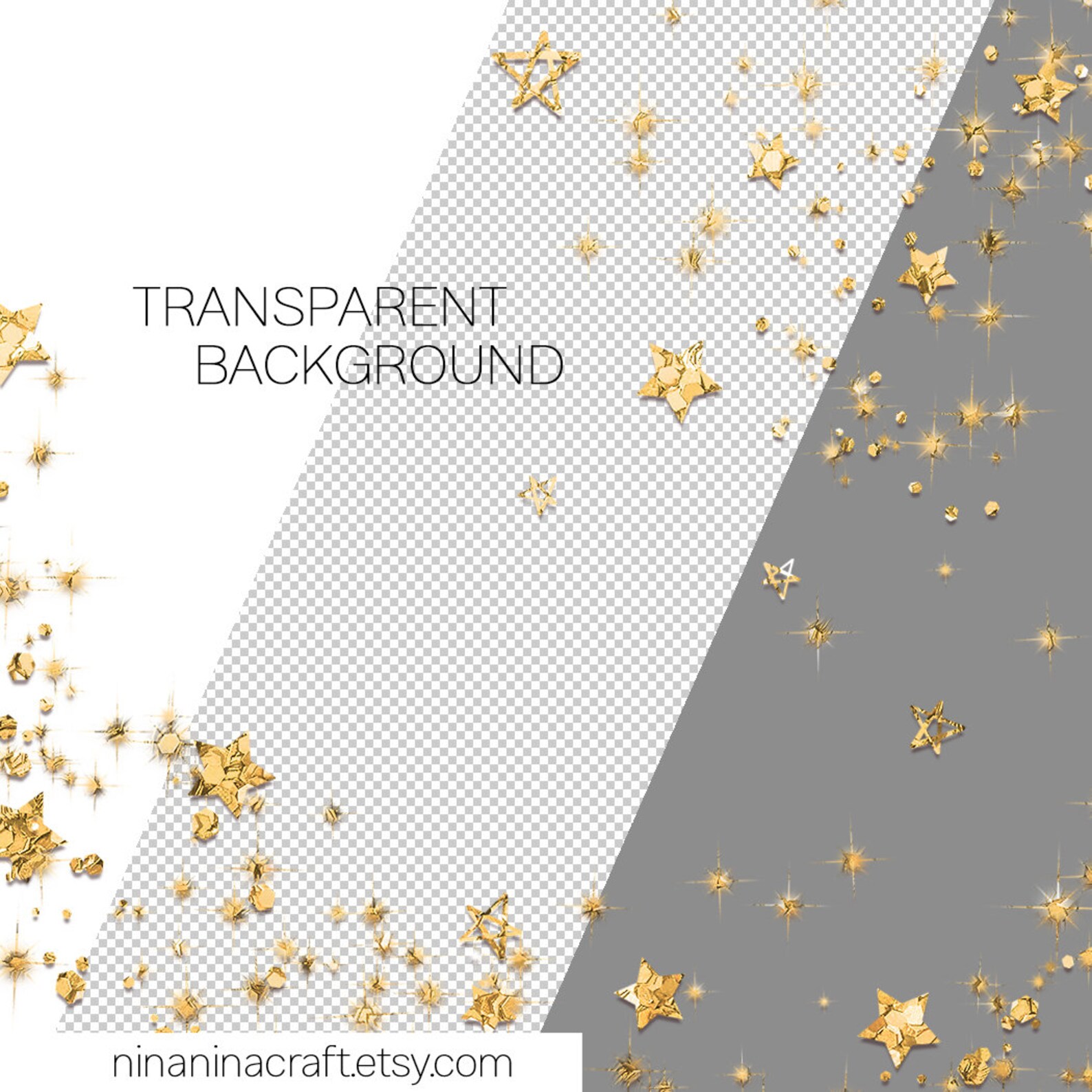 Golden Stars Clipart Glitter Stars Overlay Stardust Clip - Etsy