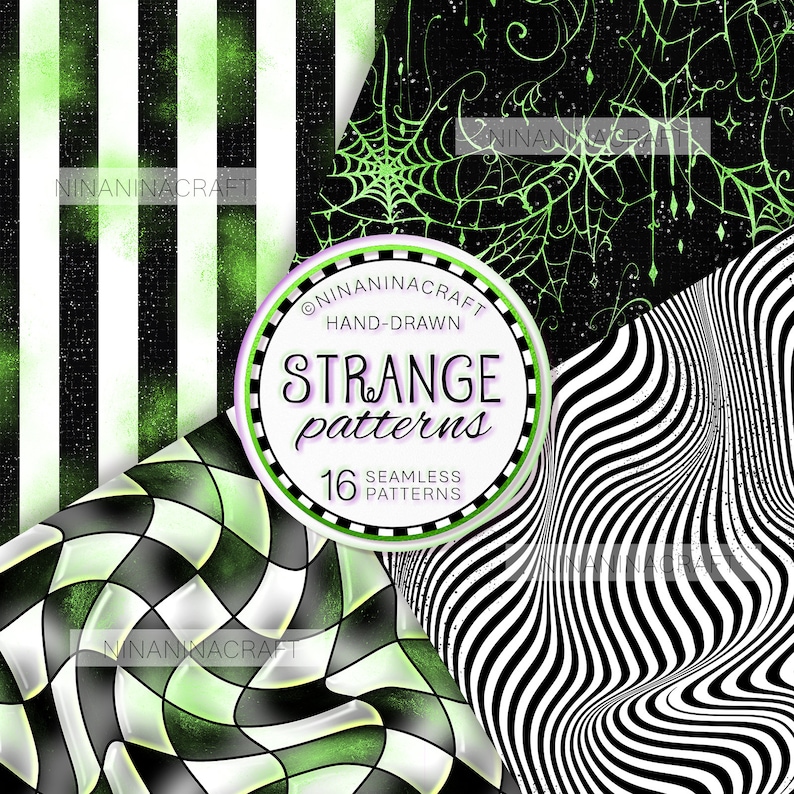 Strange Halloween Seamless Patterns, Digital Paper by Ninaninacraft ...