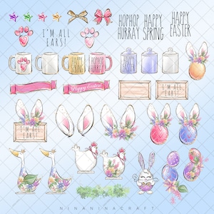 Cute Easter Clip Art Pack, Spring Digital Planner Stickers by ...