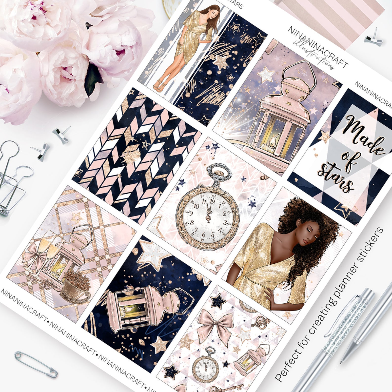 Stars Clipart Fashion Illustration Planner Stickers Lantern - Etsy