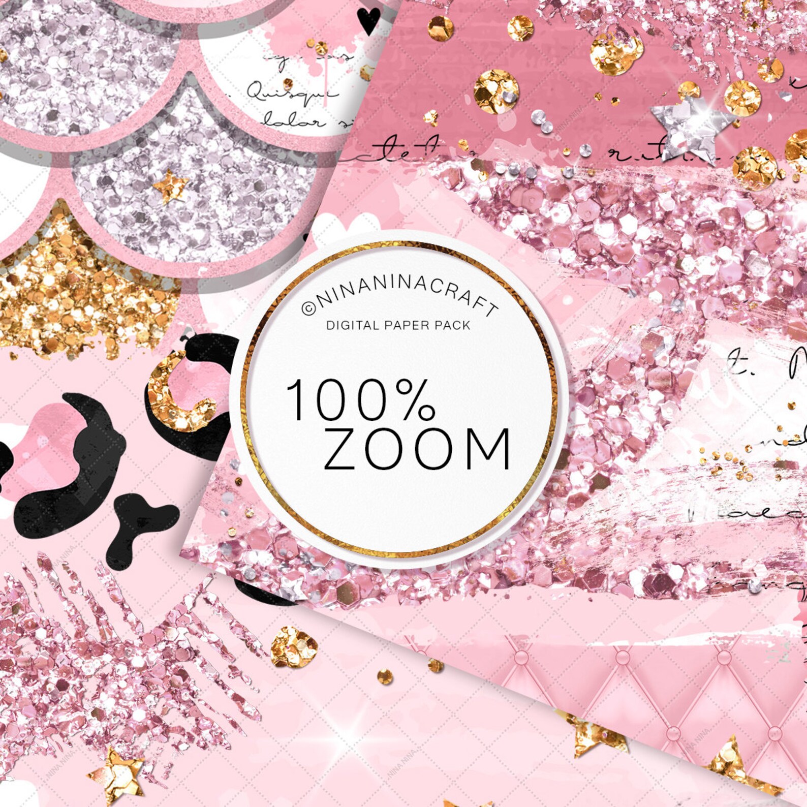 Pink Glamour Brush Strokes Seamless Patterns Digital Papers | Etsy