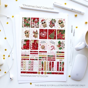 Cute Christmas Owls Digital Paper Pack, Glitter Seamless Patterns ...
