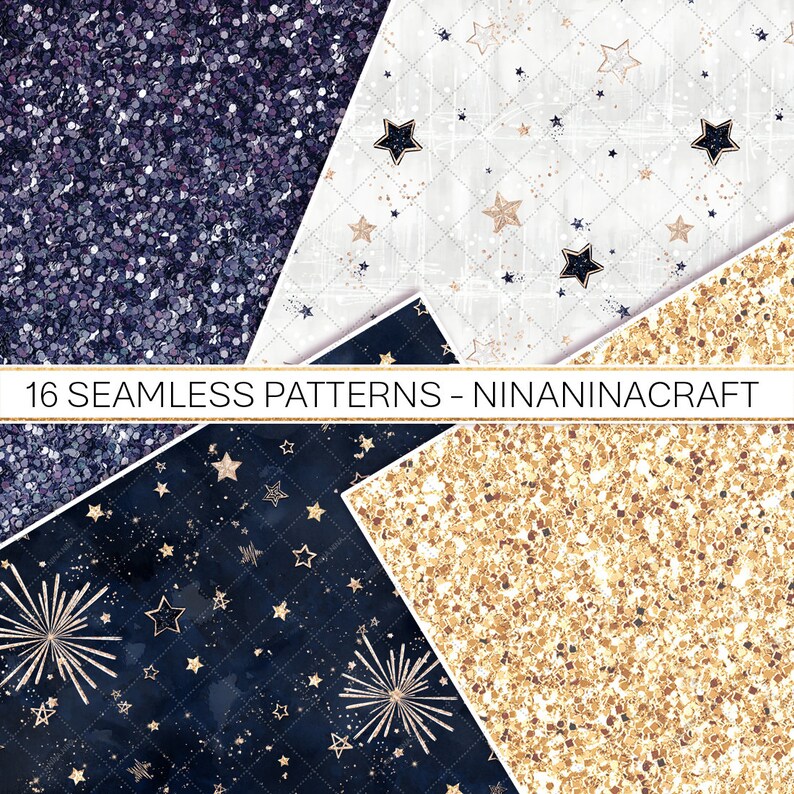 Stars Digital Paper Pack, Galaxy Skies Seamless Patterns, Stardust ...