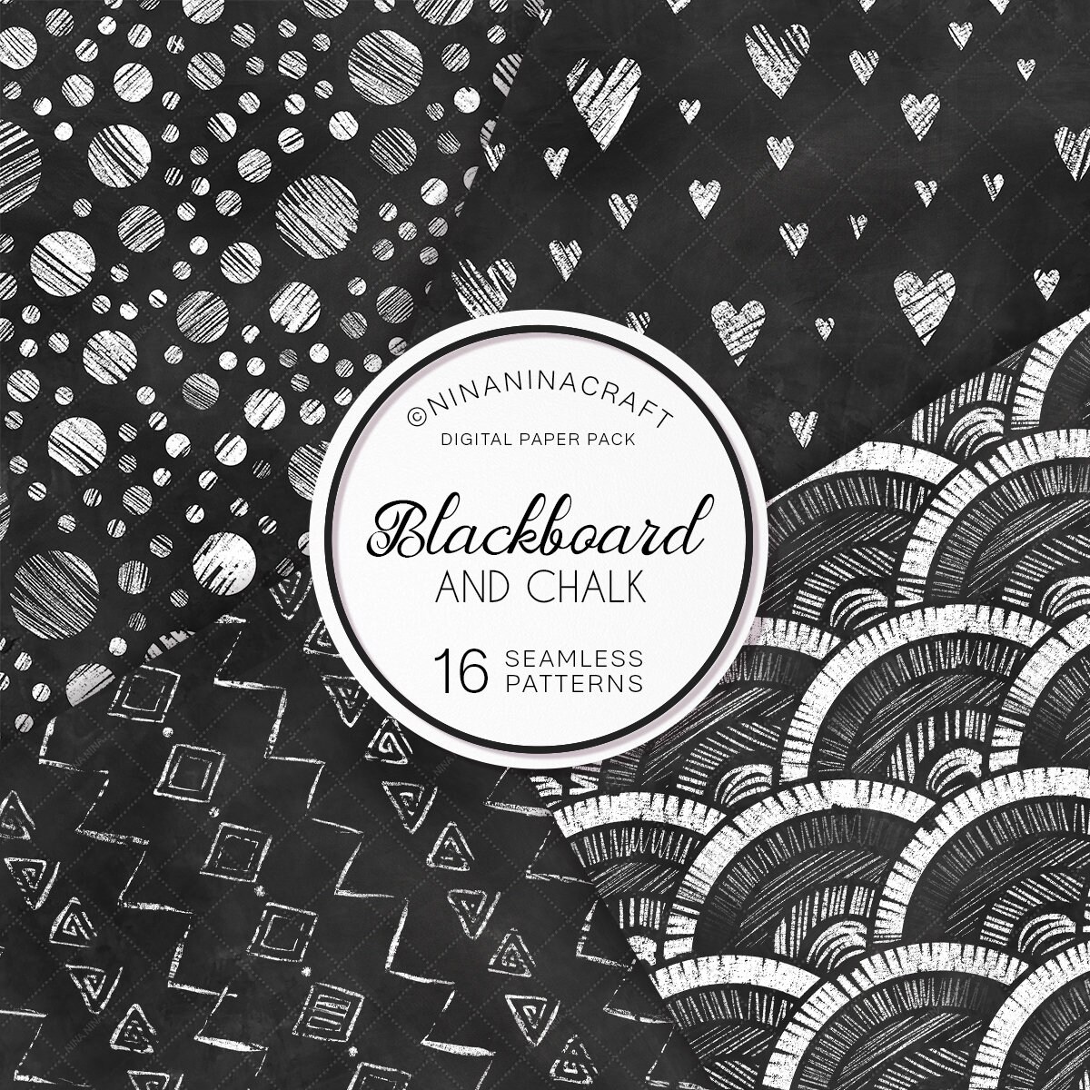 Blackboard and Chalk Digital Paper Pack Chalkboard Seamless | Etsy