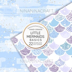 Mermaids Digital Paper by Ninaninacraft, High Res JPG Seamless Pattern ...