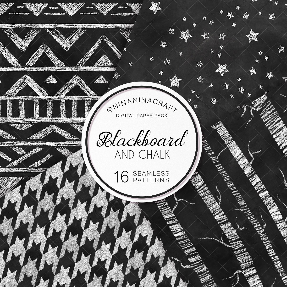 Blackboard and Chalk Digital Paper Pack Chalkboard Seamless | Etsy