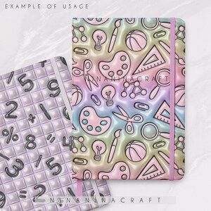 3D Inflated Puff Seamless Pattern Pack, Back to School, Bubble Puffy Wrap Digital Papers by ...