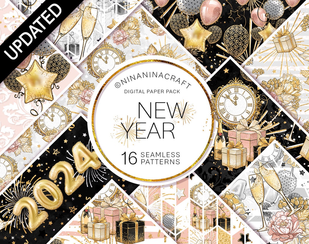 New Year Digital Paper Pack Peony Flowers Seamless Patterns - Etsy