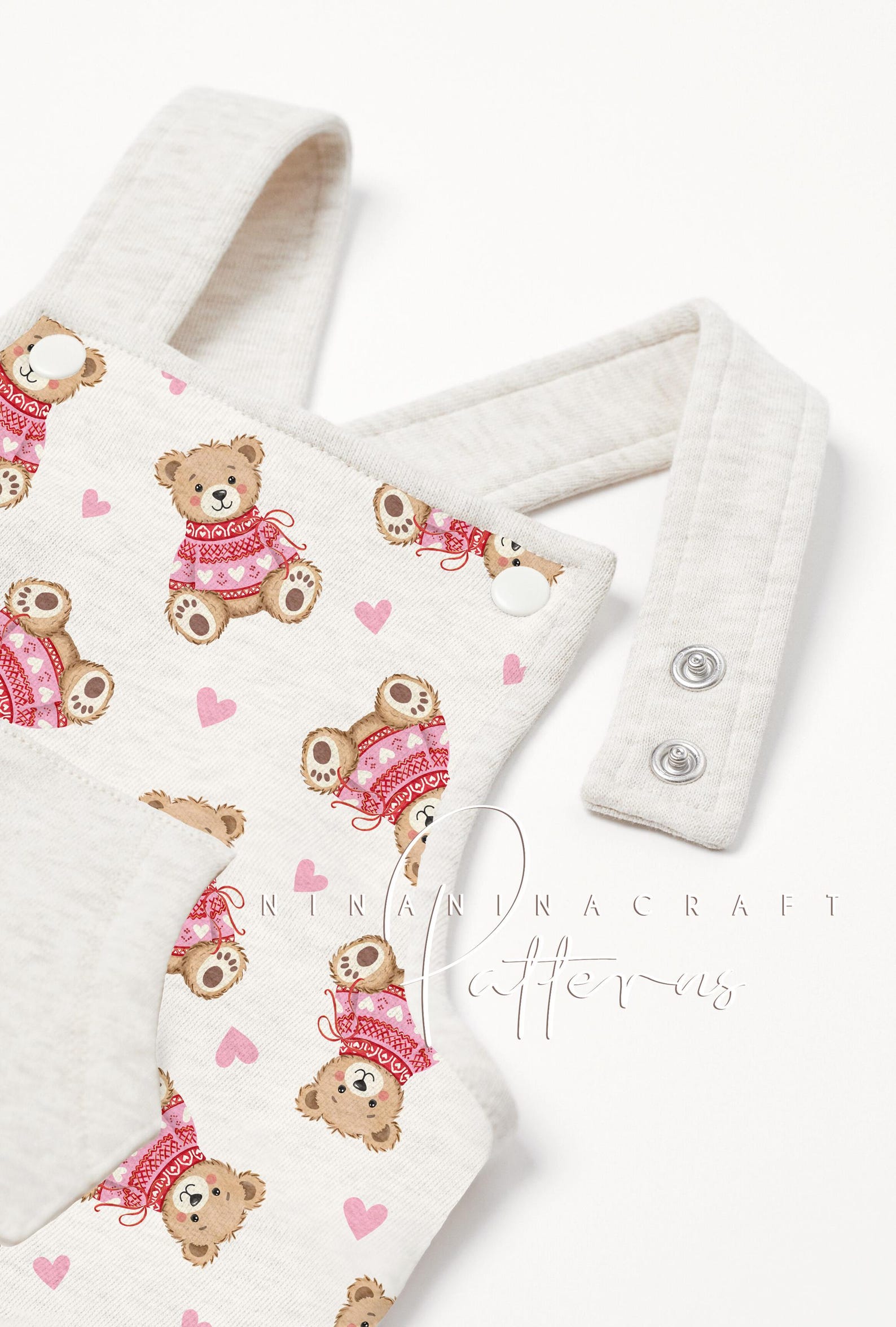 Valentines Teddy Bear Seamless Pattern by Ninaninacraft: Chiffon, Pink ...