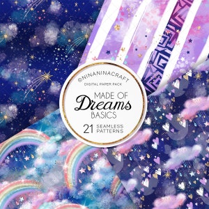 Cute Rainbow Digital Papers, Unicorn Inspired Seamless Patterns by ...