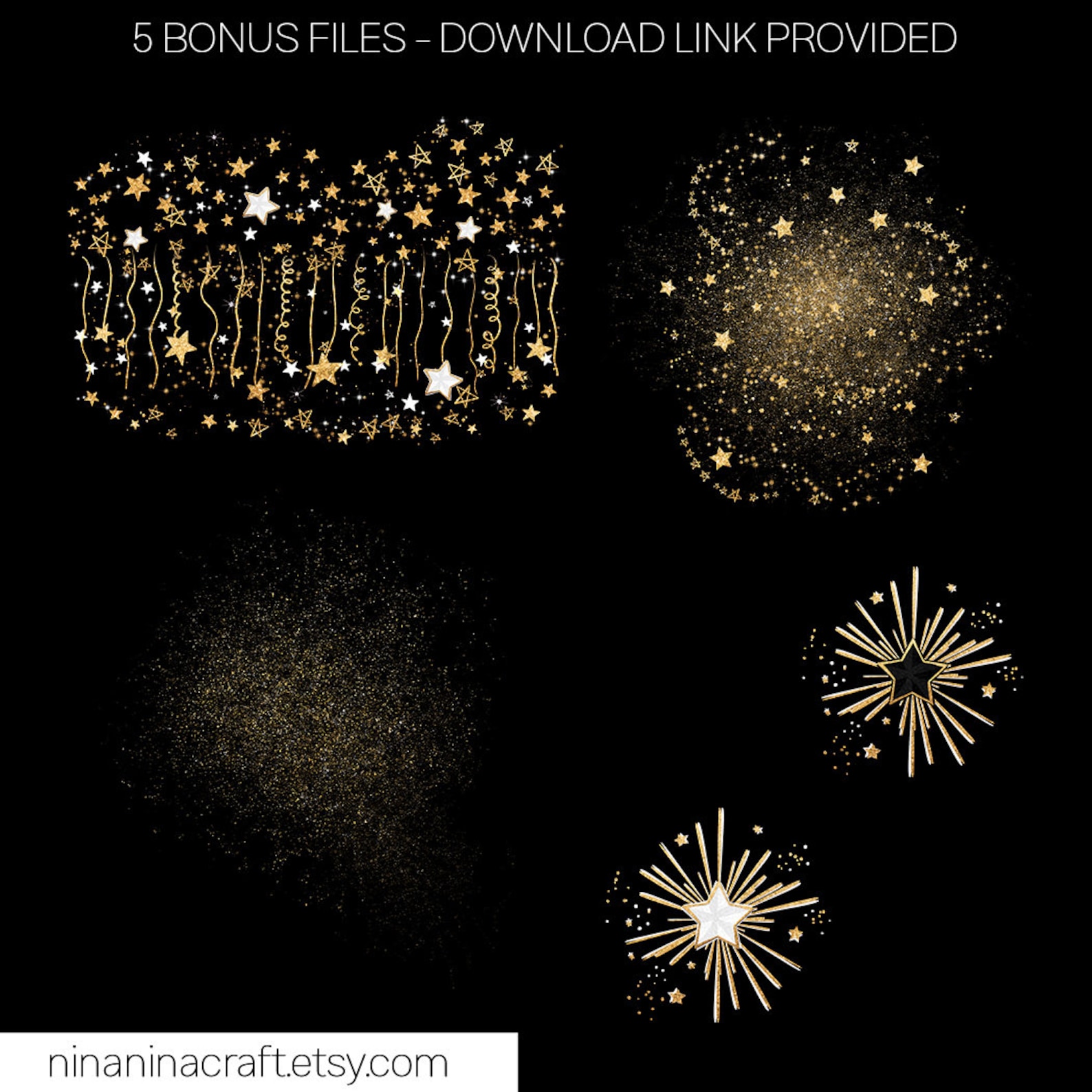 Golden Stars Clipart Glitter Stars Overlay Stardust Clip - Etsy