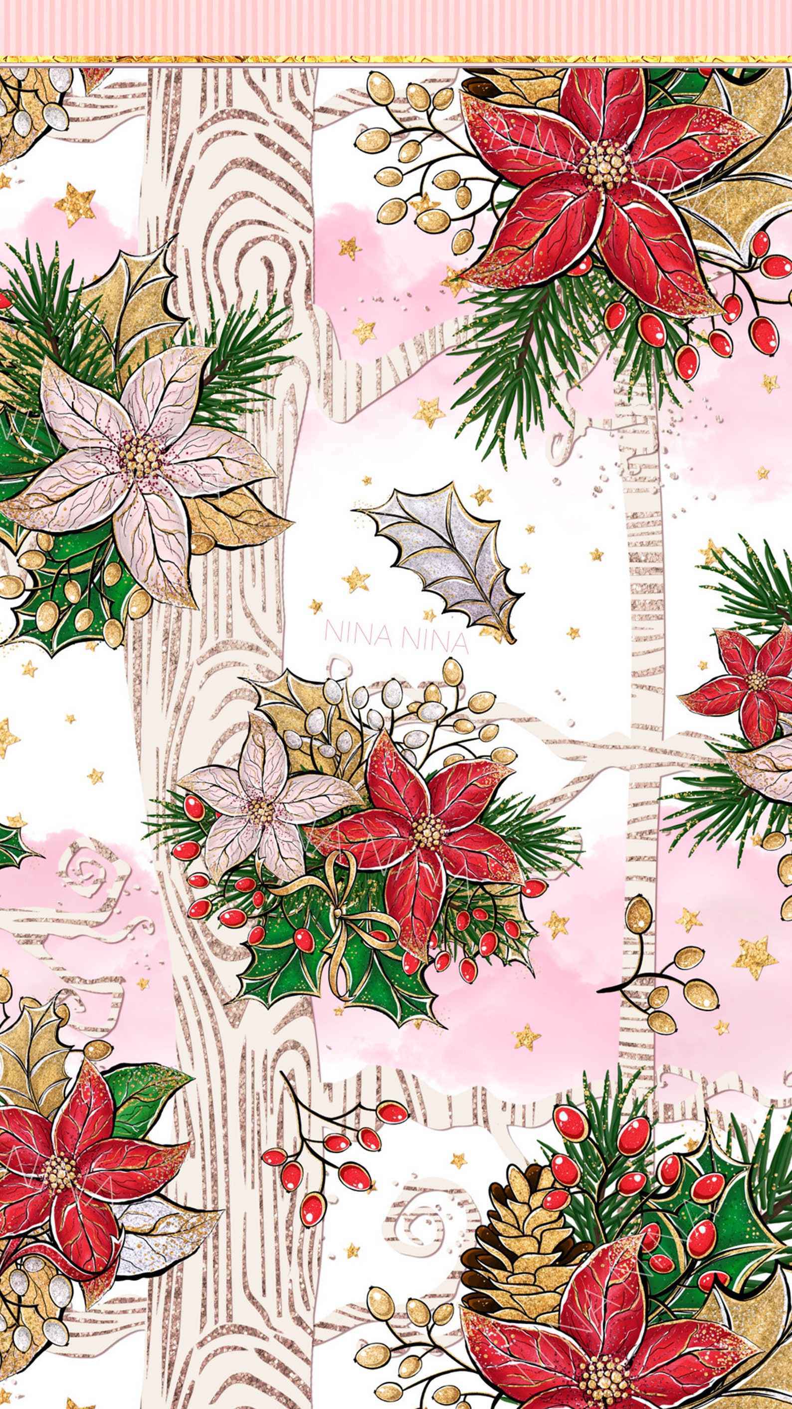 Christmas Flowers Digital Papers Poinsettia Seamless - Etsy