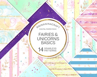 Fairy Digital Papers Pack Glitter Unicorn Seamless Patterns | Etsy