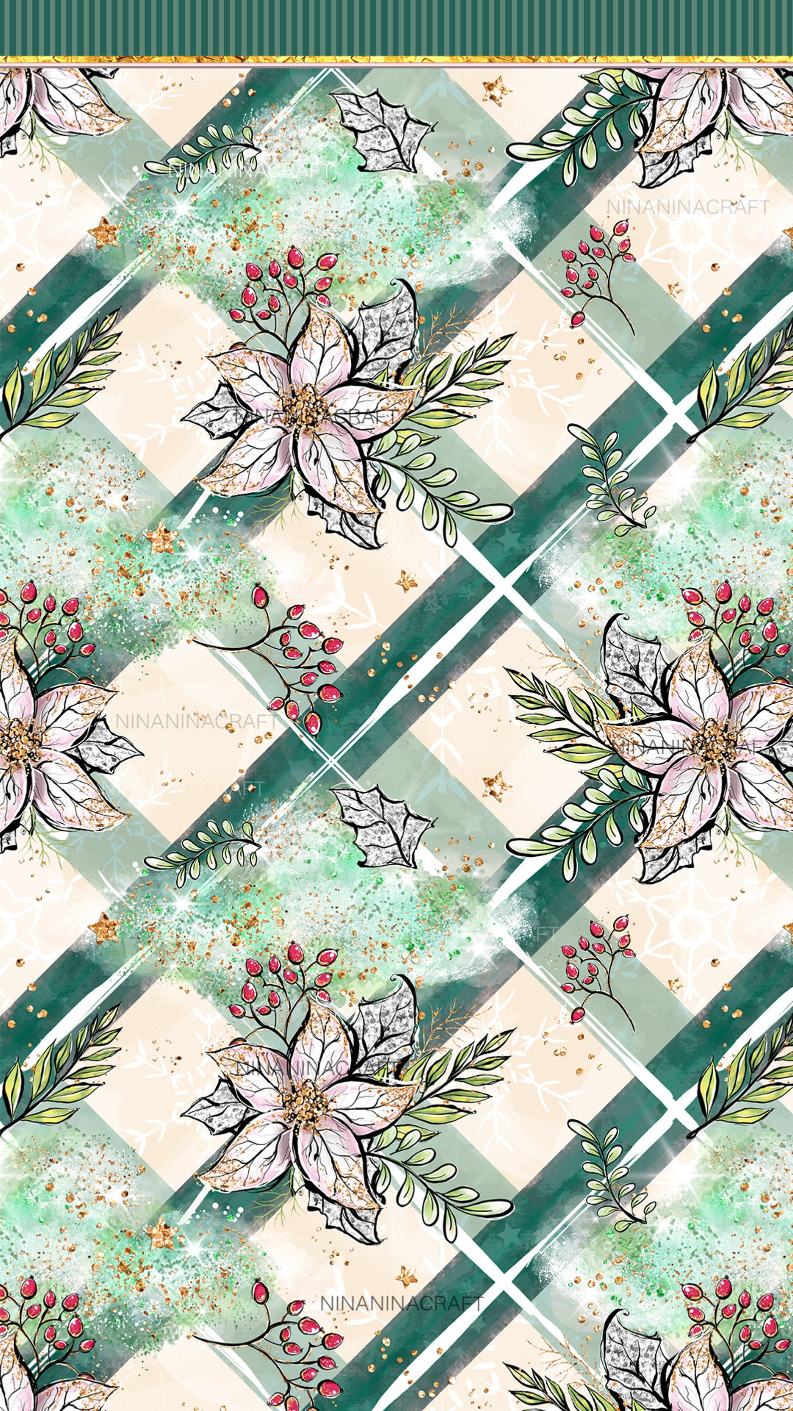 Christmas Flowers Digital Paper Pack Poinsettia Seamless - Etsy
