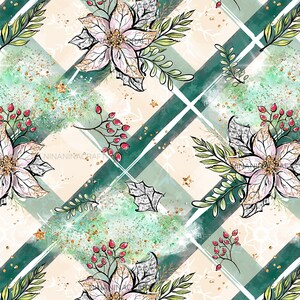 Christmas Flowers Digital Paper Pack, Poinsettia Seamless Patterns by ...