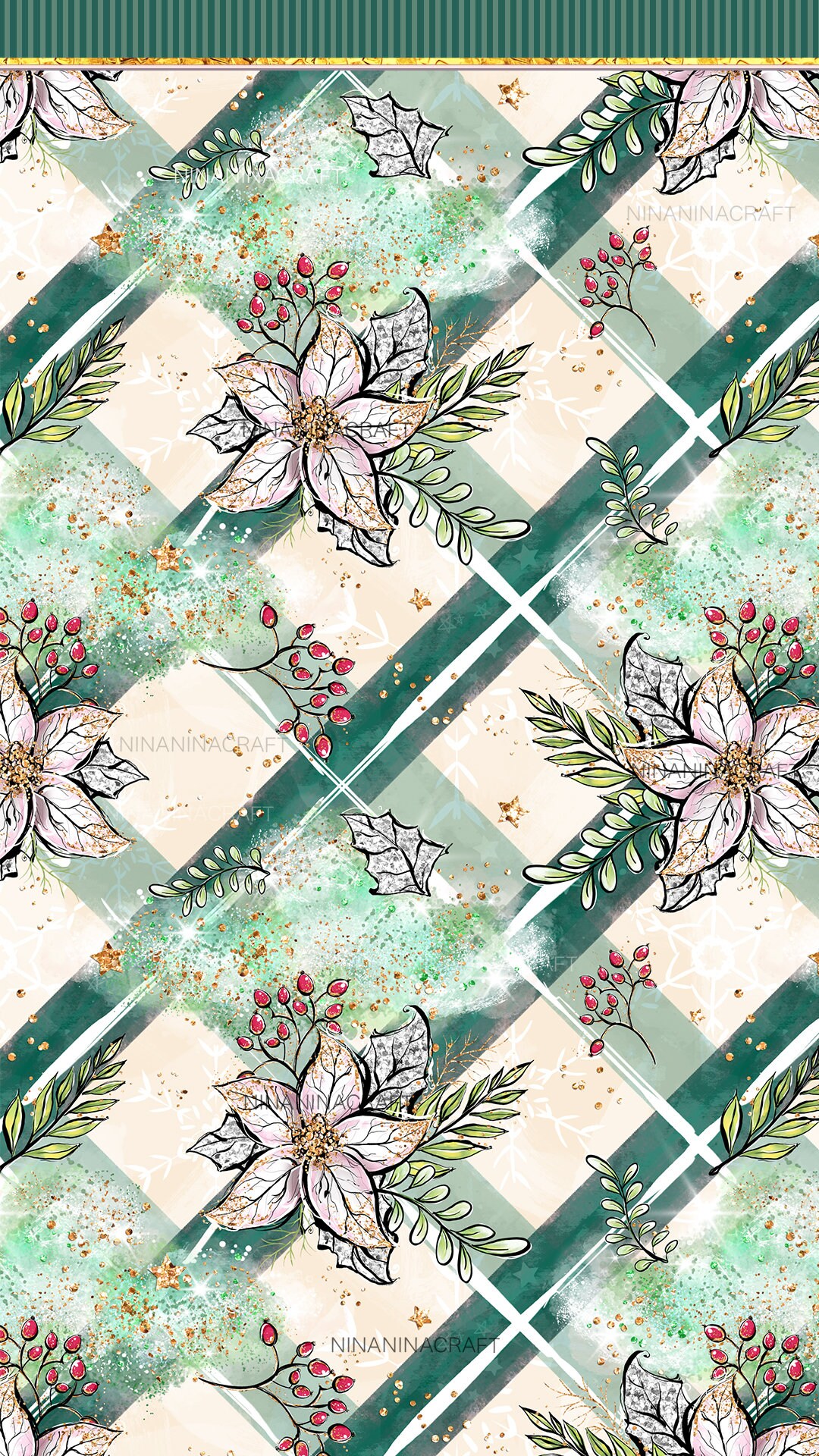 Christmas Flowers Digital Paper Pack Poinsettia Seamless - Etsy