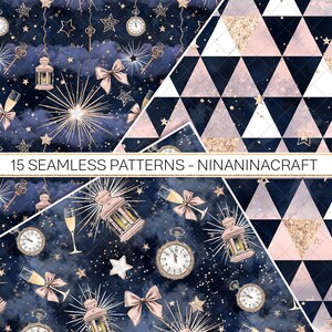 Stars Digital Paper Pack, Gold Glitter Seamless Patterns, Party Fabric ...
