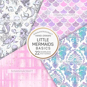 Mermaids Digital Paper by Ninaninacraft, High Res JPG Seamless Pattern ...