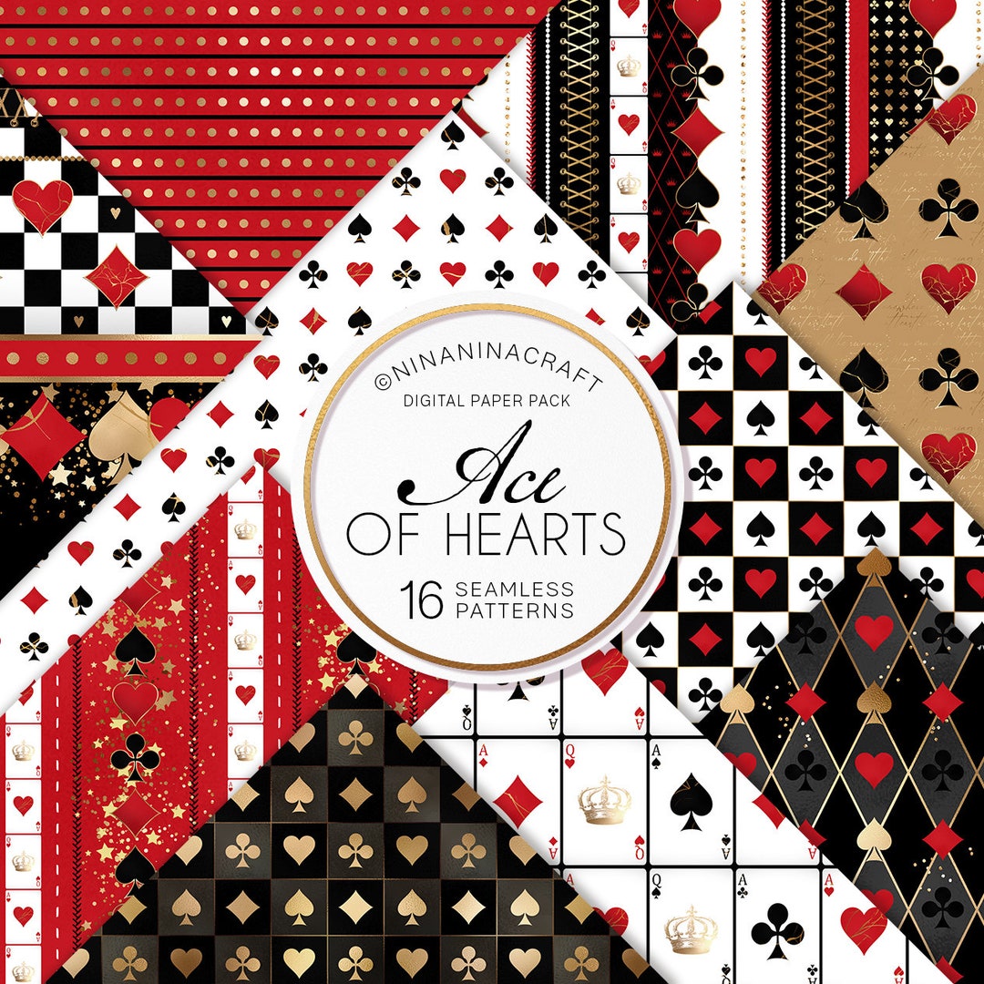 Playing Cards Digital Papers, Cards Seamless Patterns by Ninaninacraft ...