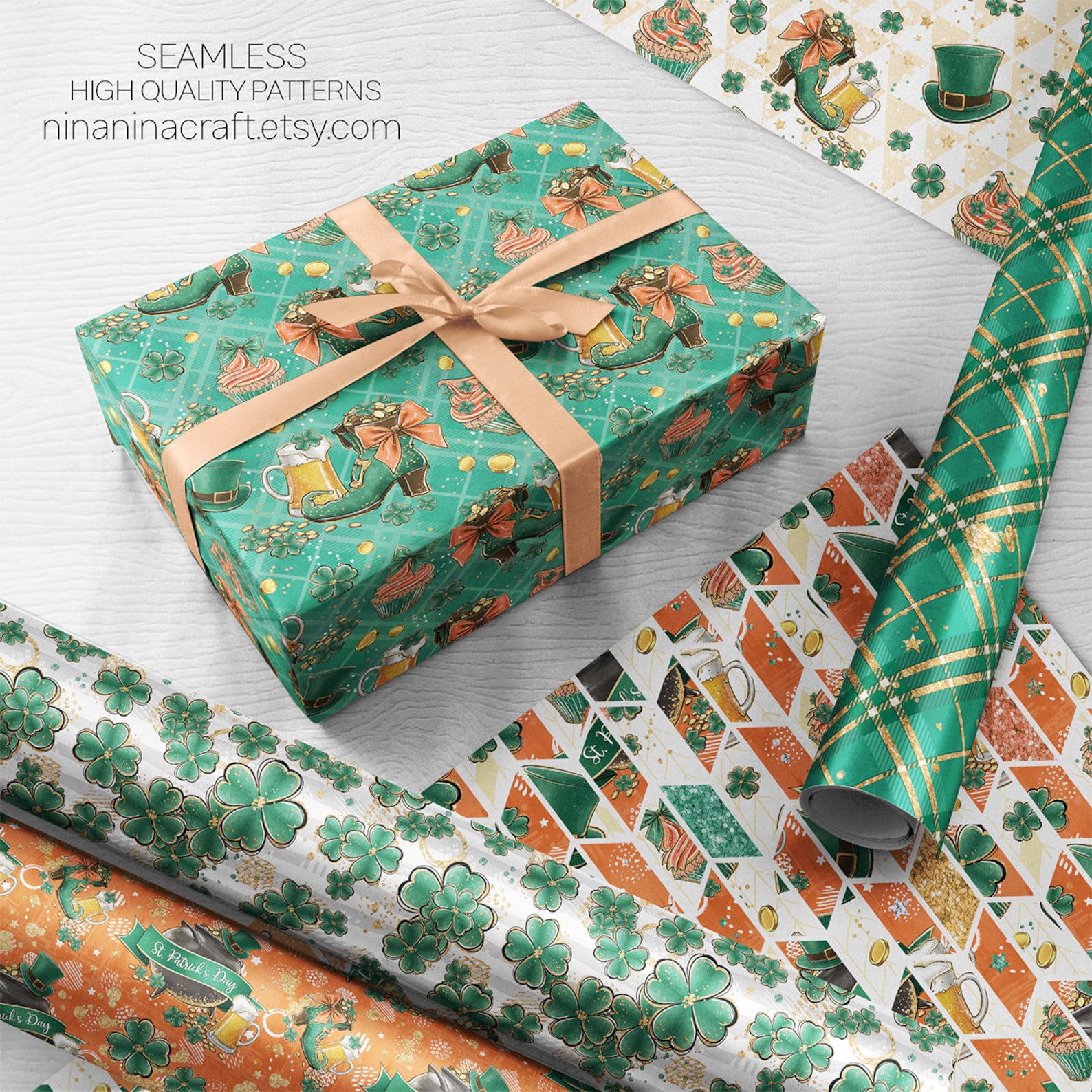 Saint Patrick's Day Clipart Digital Papers Pot of Gold - Etsy