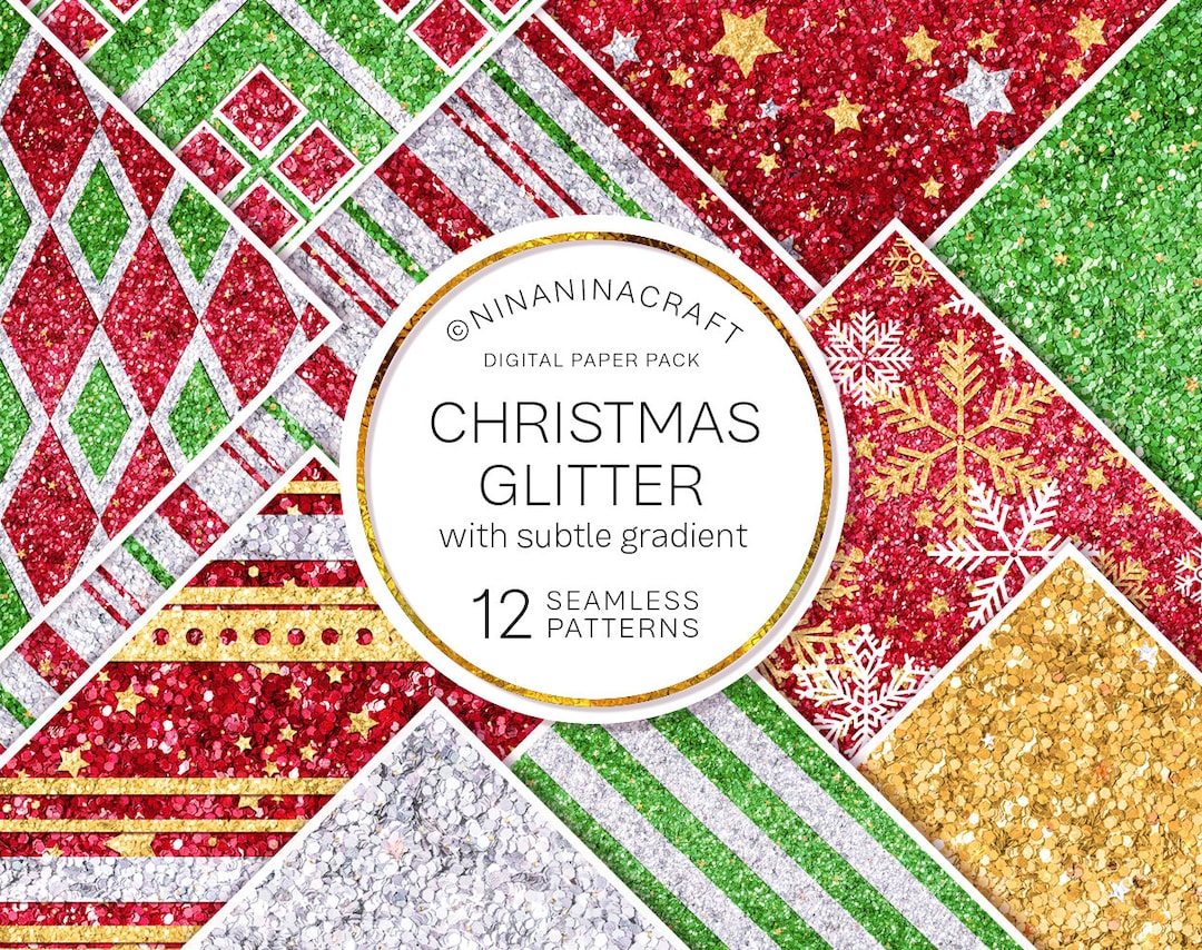 Christmas Glitter Digital Paper, Christmas Glitter Seamless Patterns ...