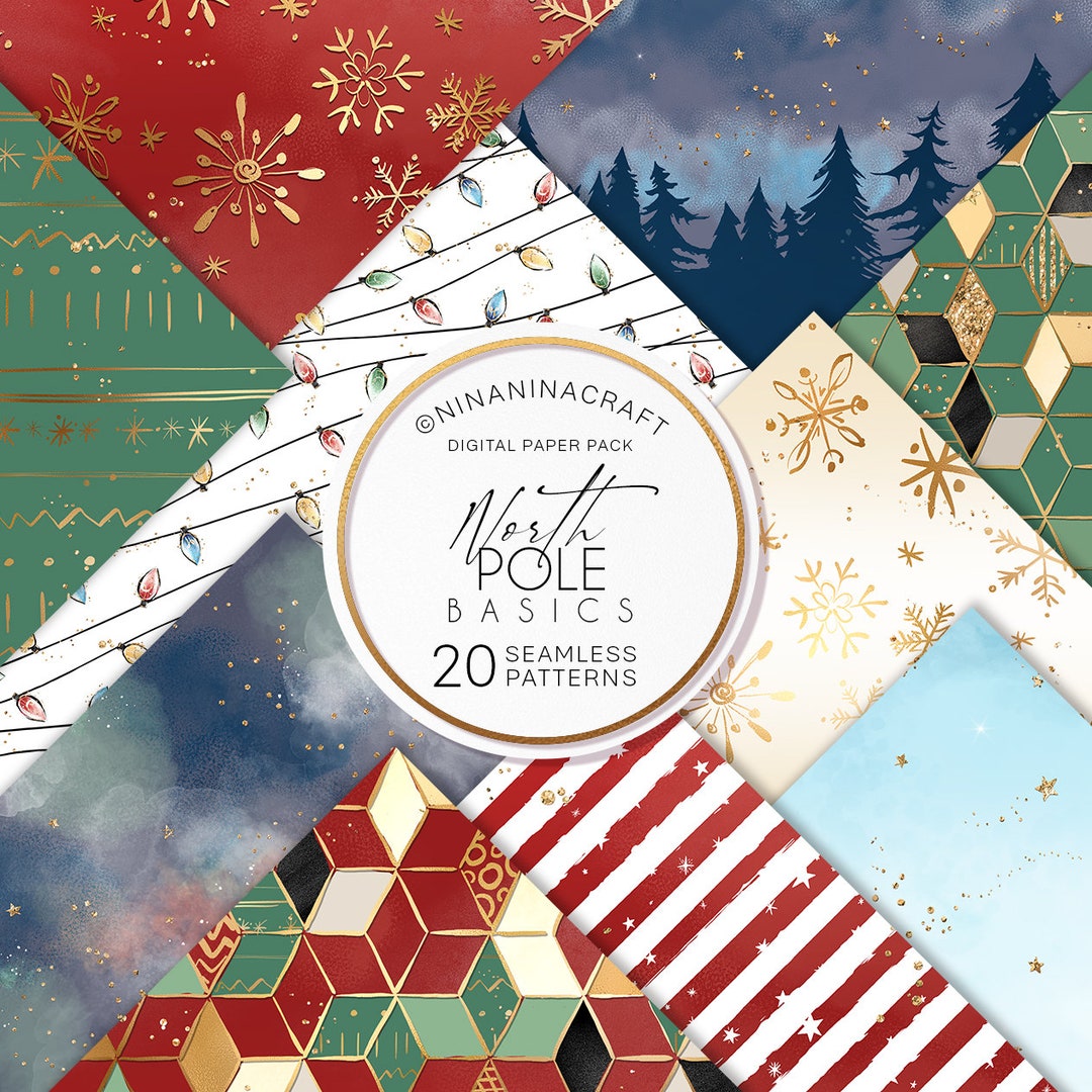 Christmas Digital Papers Basics, Candy Stripes Seamless Patterns by ...