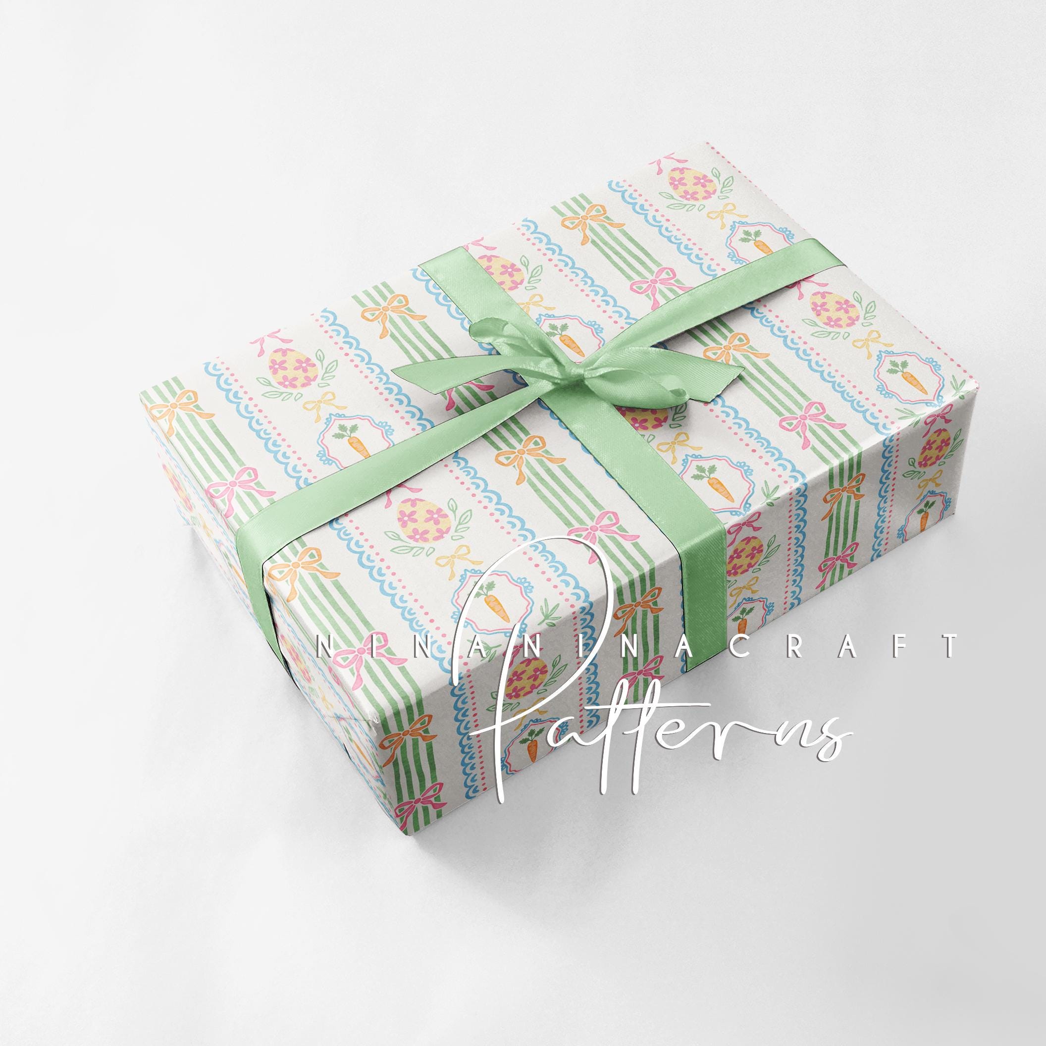 Preppy Easter Seamless Pattern by Ninaninacraft: Vintage Lacy Stripes ...