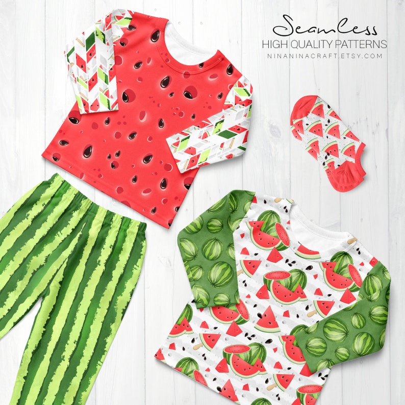 Red - Green Cute Watermelon Clip Art, Watermelon Digital Papers, Summer ...