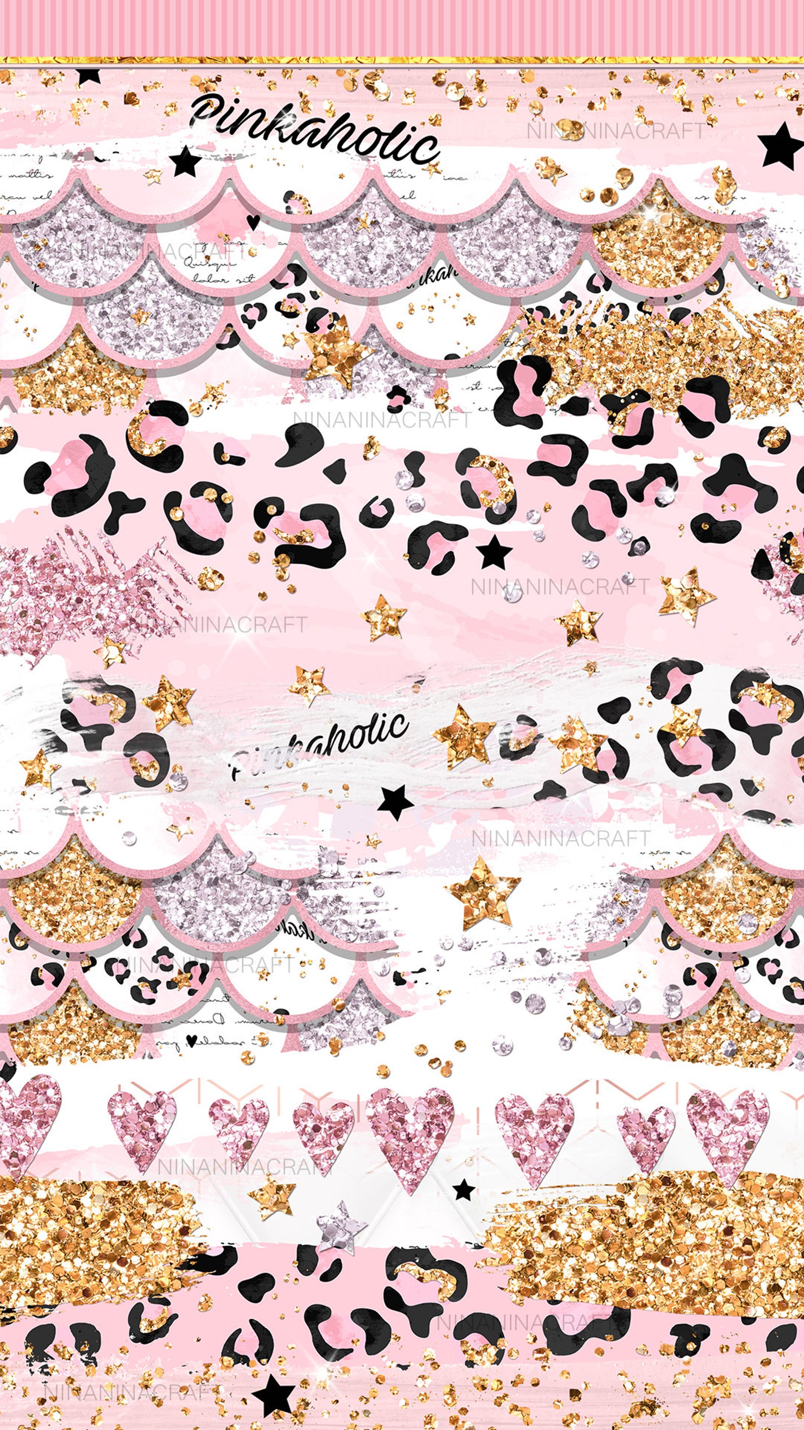 Pink Glamour Brush Strokes Seamless Patterns Digital Papers | Etsy