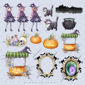 Cute Halloween Clip Art Pack, Spooky Clipart PNG by Ninaninacraft, Cute ...