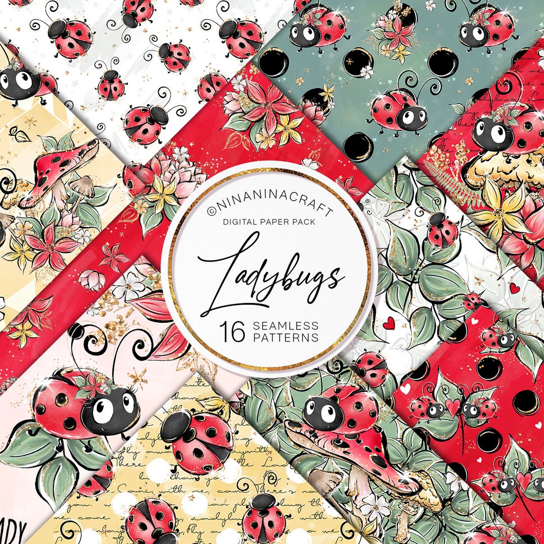 Cute Ladybug Digital Papers, Ladybird Patterns by Ninaninacraft ...