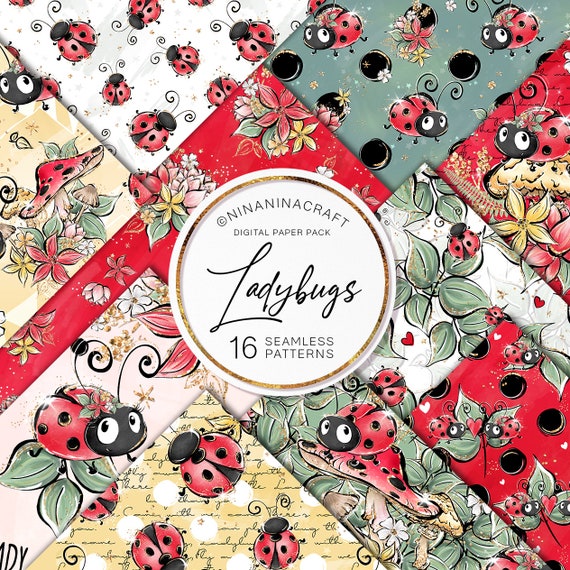 Cute Ladybug Digital Papers Ladybird Patterns by | Etsy