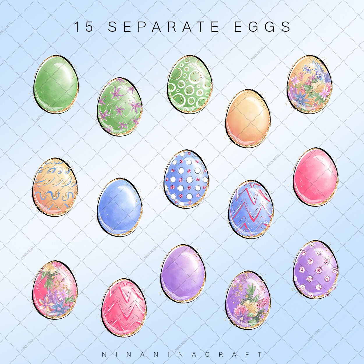 Spring Clipart by NinaNinaCraft Easter Eggs Clip Art Pack Egg Pile ...