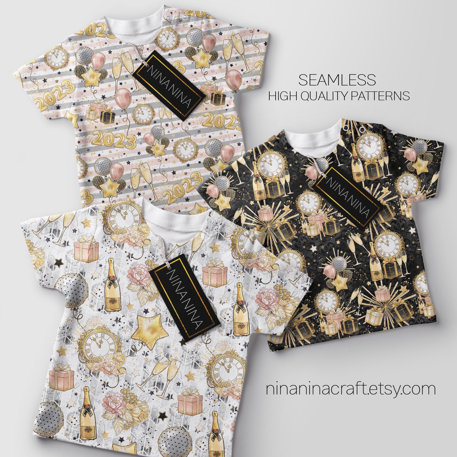 New Year Digital Paper Pack Peony Flowers Seamless Patterns - Etsy