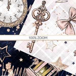 Stars Digital Paper Pack, Gold Glitter Seamless Patterns, Party Fabric ...