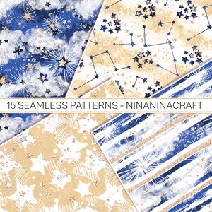 Stellar by Ninaninacraft, Watercolor Stars Digital Papers, Glitter ...