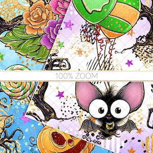 Cute Halloween Digital Papers Pack, Bats Seamless Patterns, Spooky ...