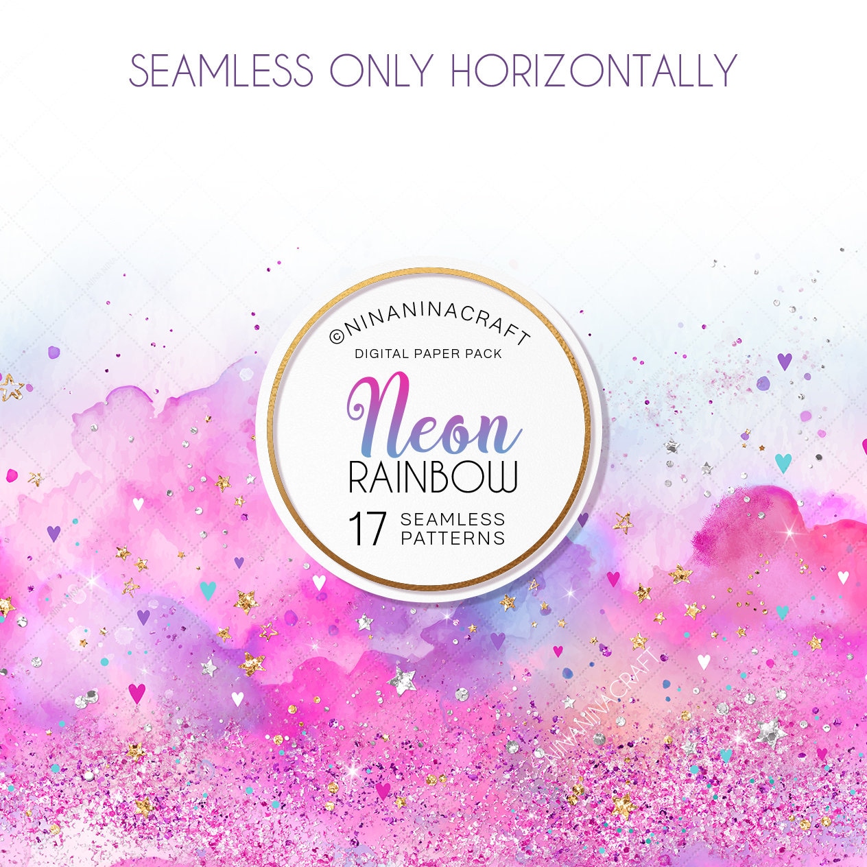 Neon Rainbow Digital Papers by Ninaninacraft, Colorful Hot Pink ...