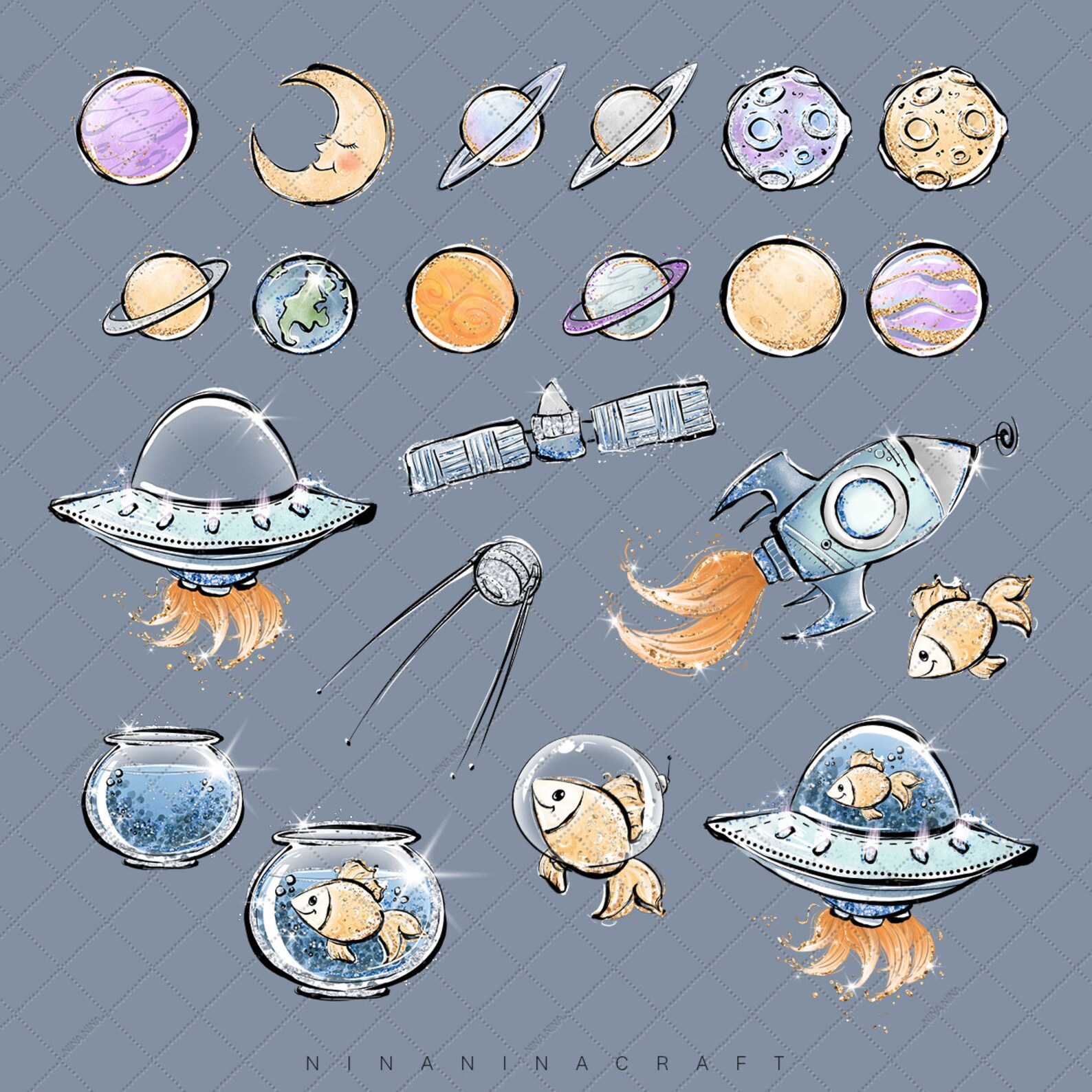 Cute Space Animals Clip Art Astronaut Cuties Clip Art Pack by - Etsy