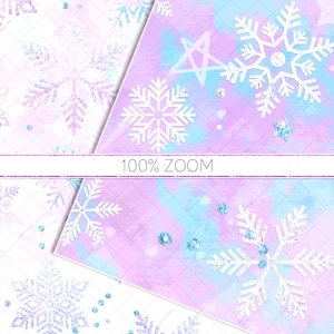14 Watercolor Snowflakes Digital Papers, Glitter Snow Seamless Pattern ...