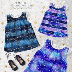 Stars Digital Paper Pack, Gold Glitter Seamless Pattern, Night Sky ...