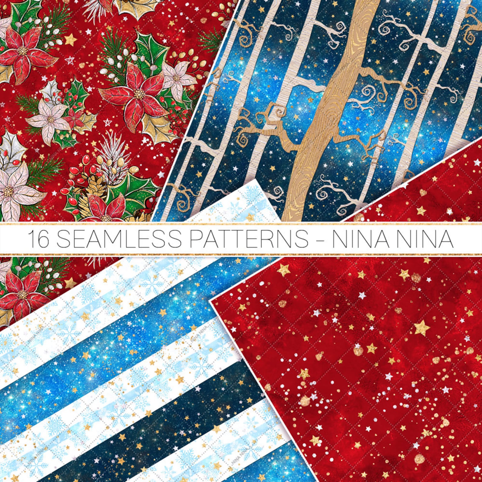 Cute Christmas Basic Digital Paper Pack Seamless Patterns | Etsy