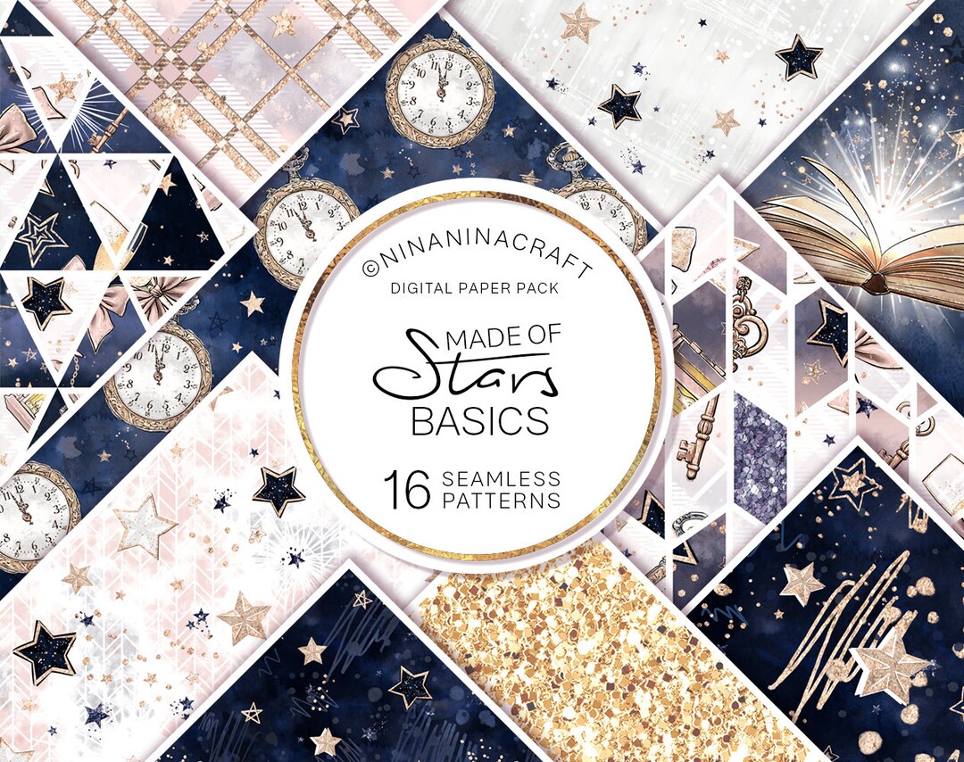 Stars Digital Paper Pack, Galaxy Skies Seamless Patterns, Stardust ...